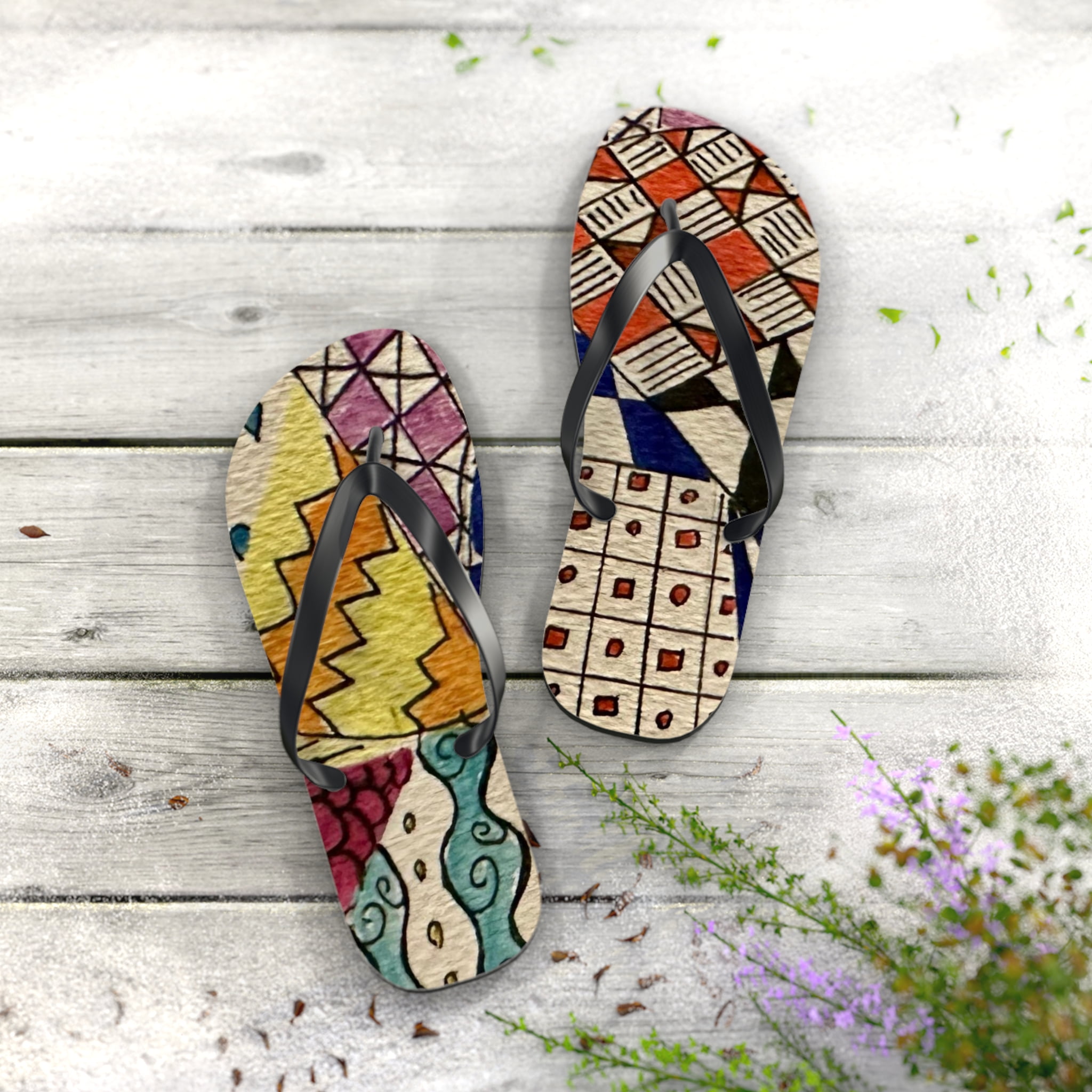 Zentangle Flip Flops - Walmart.com