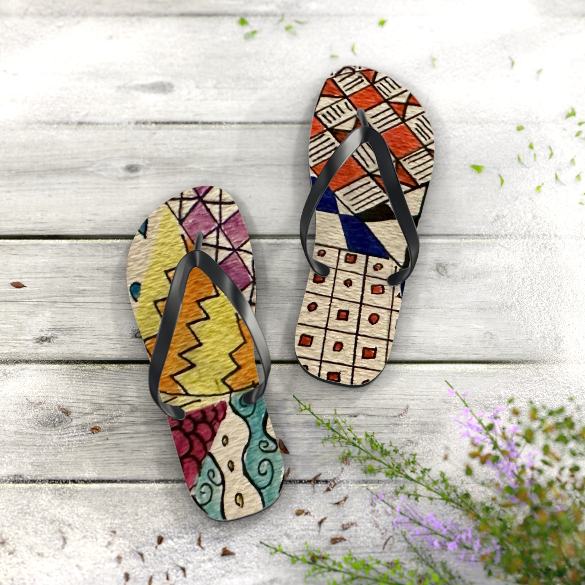 Zentangle Flip Flops - Walmart.com