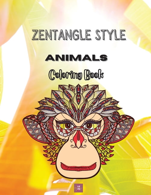 Zentangle Style Animals Coloring book: Zentangle Wild Animal Designs, Paisley and Mandala Style ...