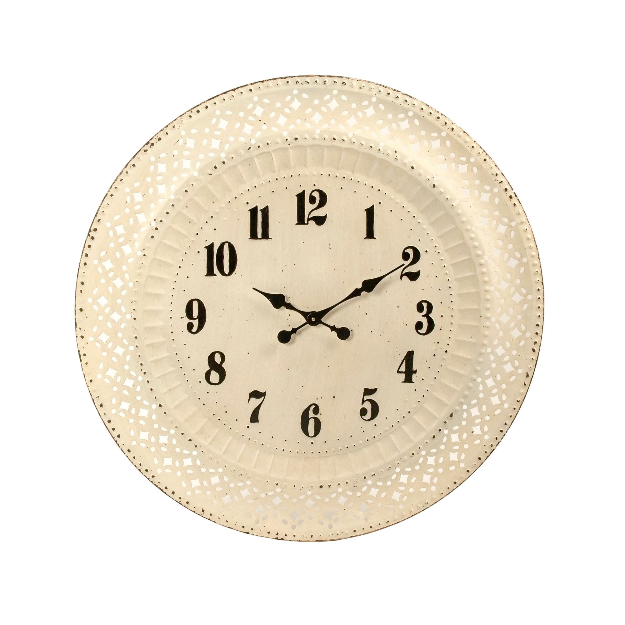 Zentique 32" Antique White Contemporary Round Cutout Wall Clock ...
