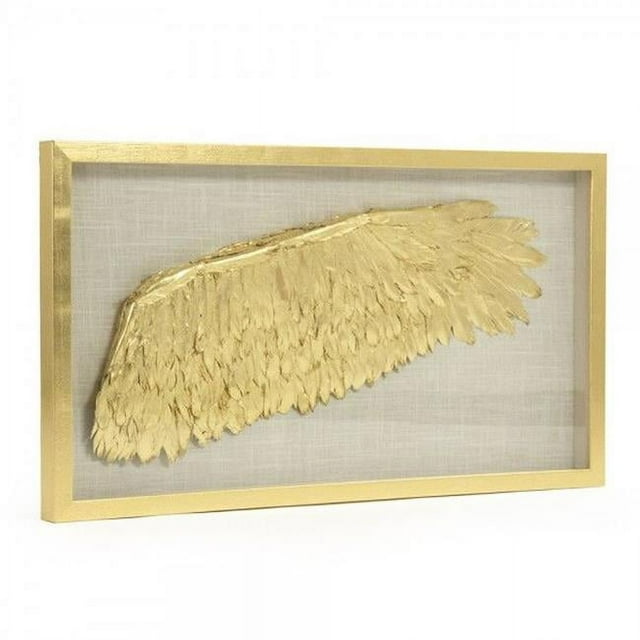 Zentique 35.5 x 19.75 x 1.75 in. Golden Wing Left Frame, Feathers on ...