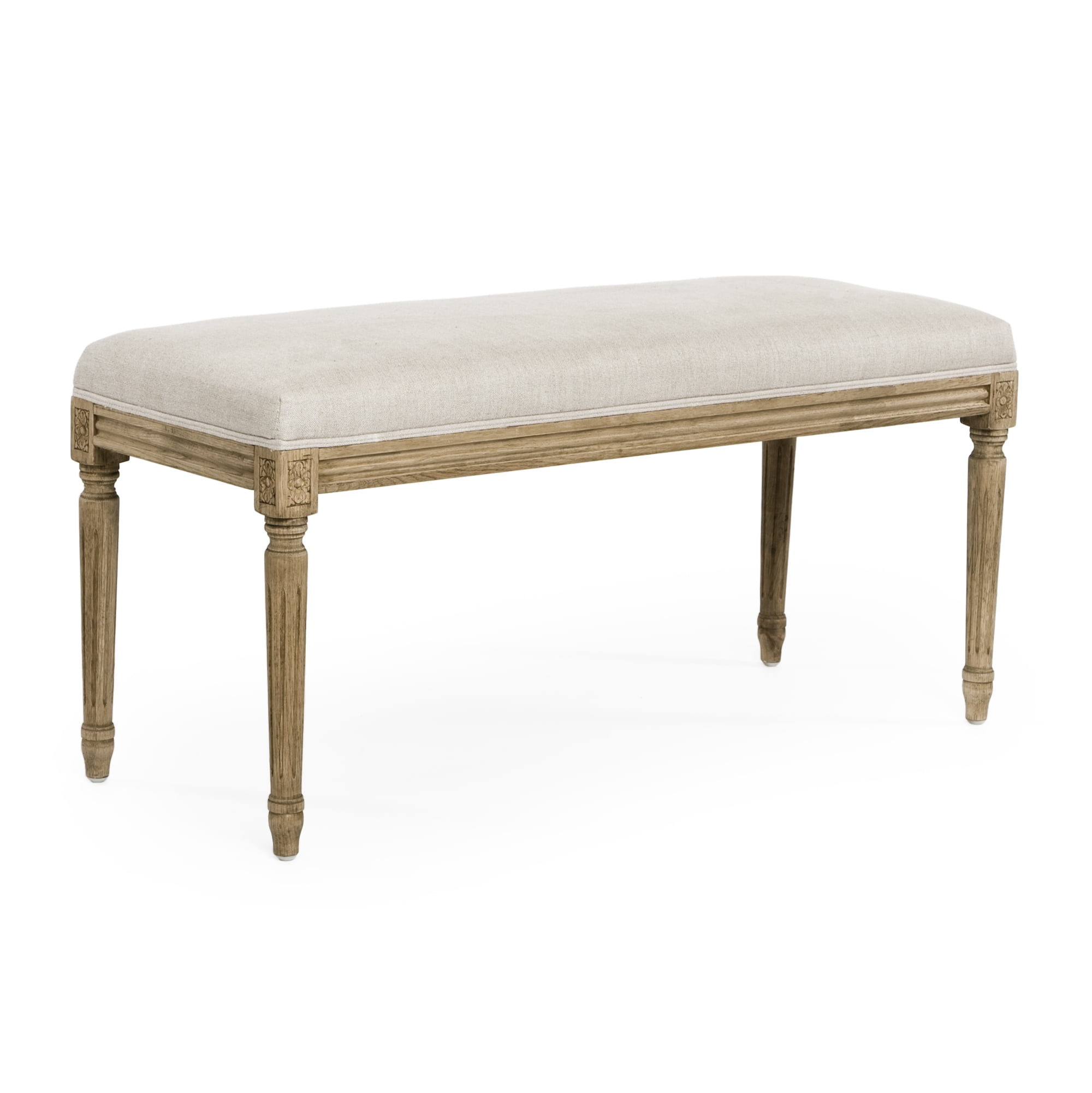 Zentique 40" Brown Contemporary Lille Bench with Square Border ...