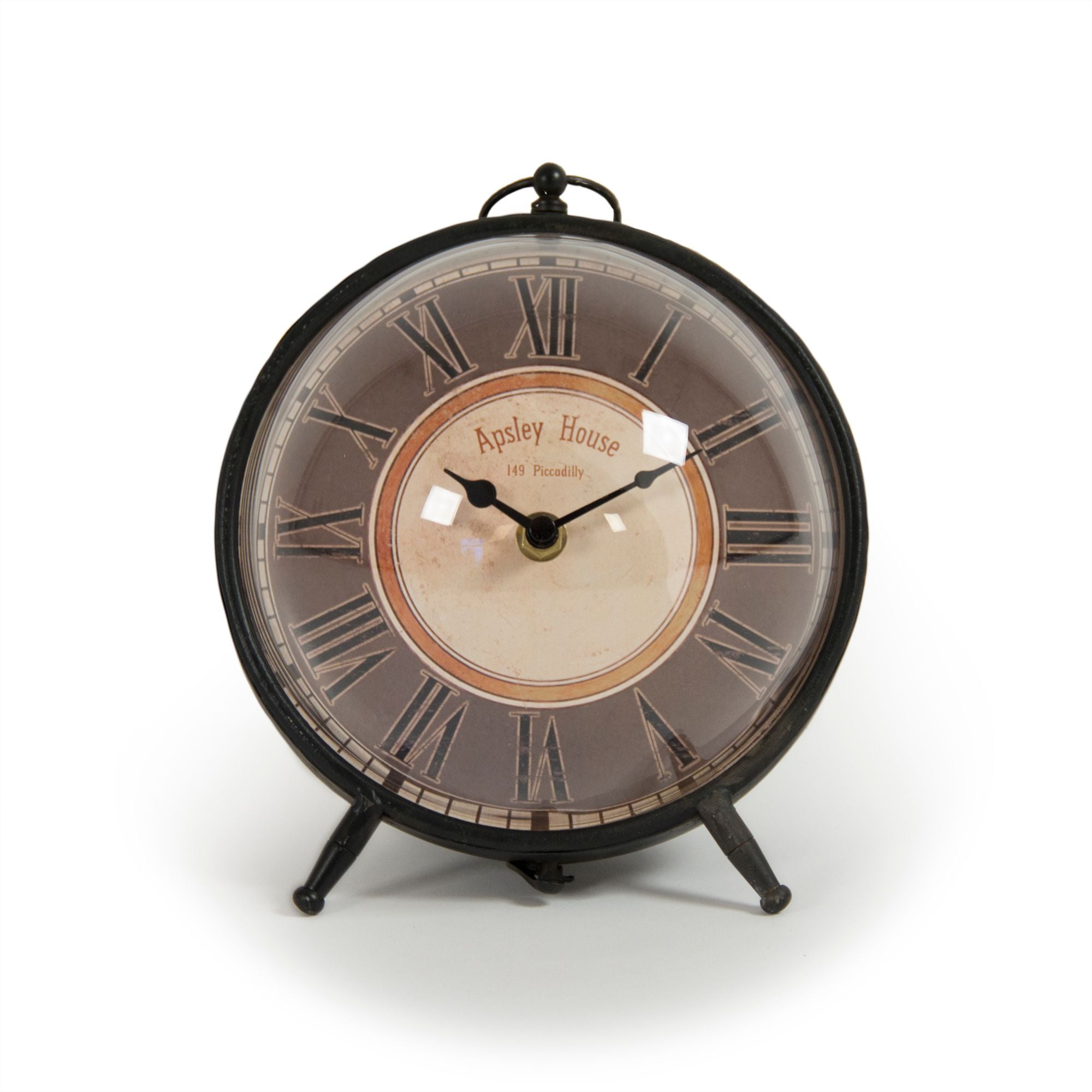 Zentique 8.25" Black and Ivory Distressed Finish Round Desk Clock ...