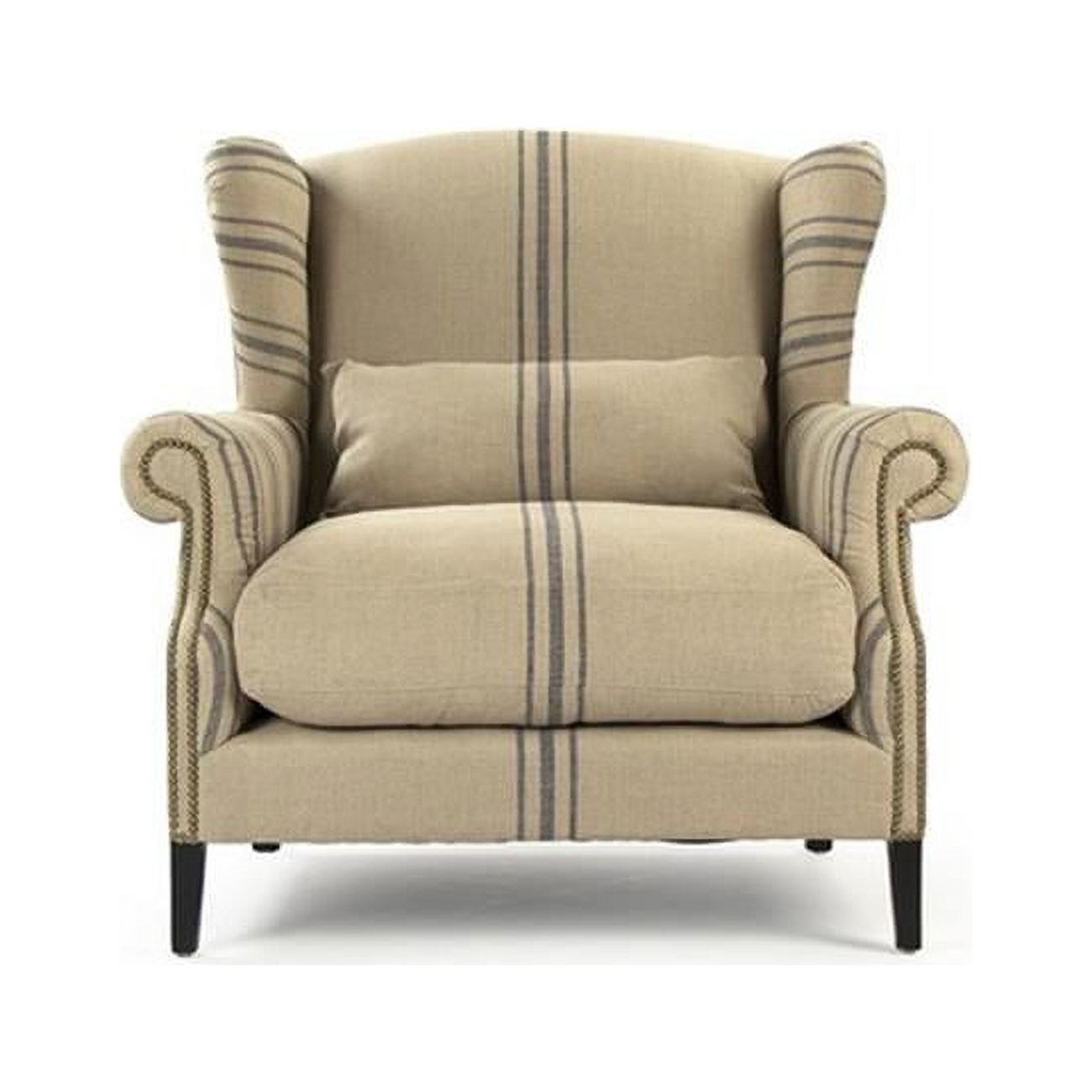 Zentique CF076 L002 A033 Blue Stripe Napoleon Half Wingback Chair ...