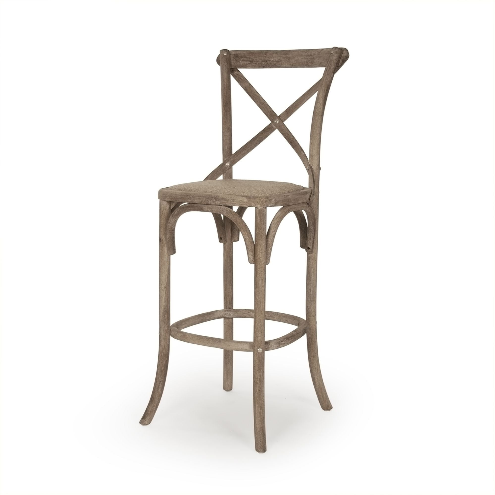 Zentique Parisienne Cafe Bar Stool- Limed Grey Rattan - 20 x 46 x 16 in ...