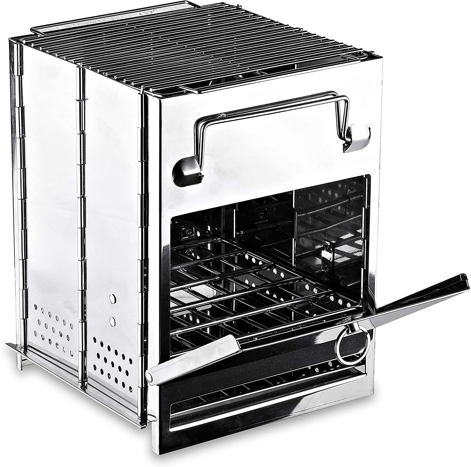 Zento Camping Wood Stove Portable Folding Camp Stove, Stainless Steel ...