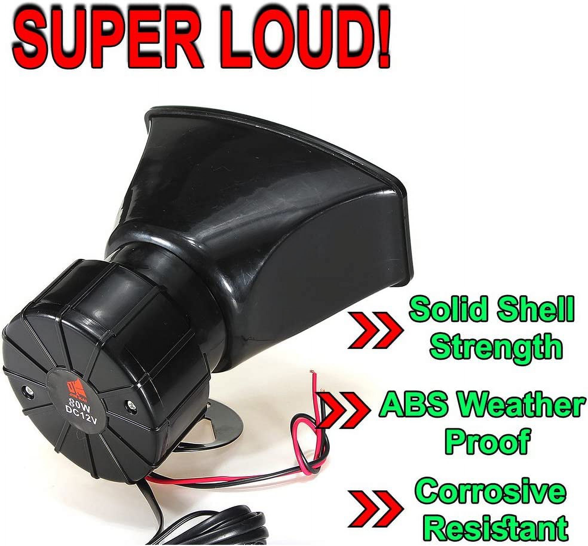 Zento Deals 80W Car Siren Horn Mic PA Speaker System Emergency Sound ...