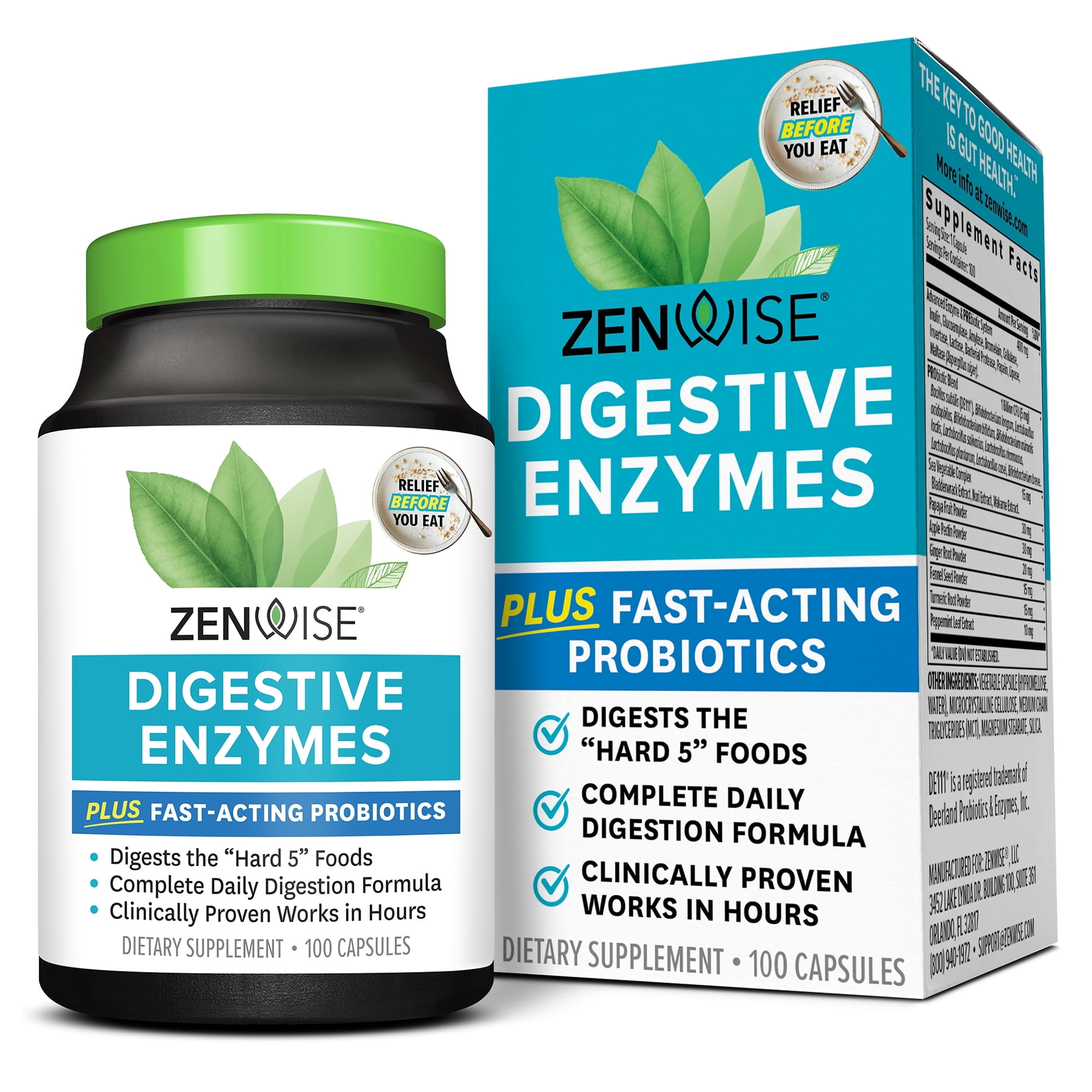 Zenwise Digestive Enzymes, Prebiotics and Probiotics, 100 Vegetarian ...