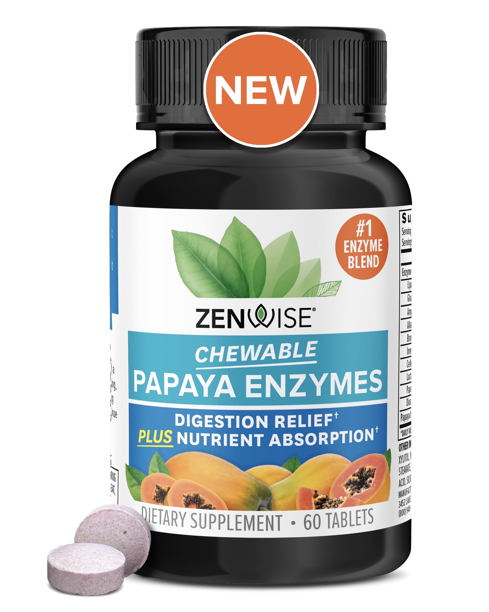 Zenwise Papaya Digestive Enzymes with Bromelain for Digestive Health ...