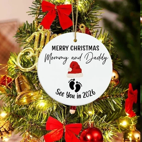Zeny Decor Baby Announcement Chris.Tmas Ornament 2025, See You In 2026, Pregnancy 2D FLAT ...