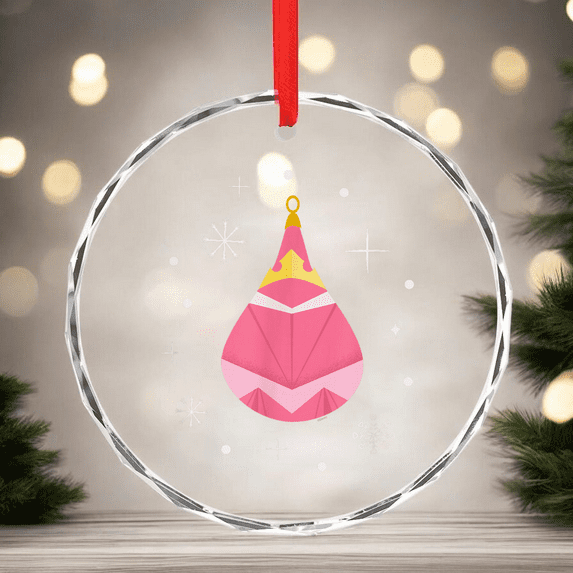 Zeny Decor Disney Princess Aurora Chris.Tmas Ornament Anniversary Gift, CIRCLE Glass Ornament ...