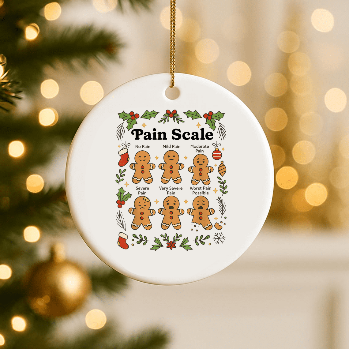 Zeny Decor Funny Pain Scale Nurse Emotional Gingerbread Nurse Life ...