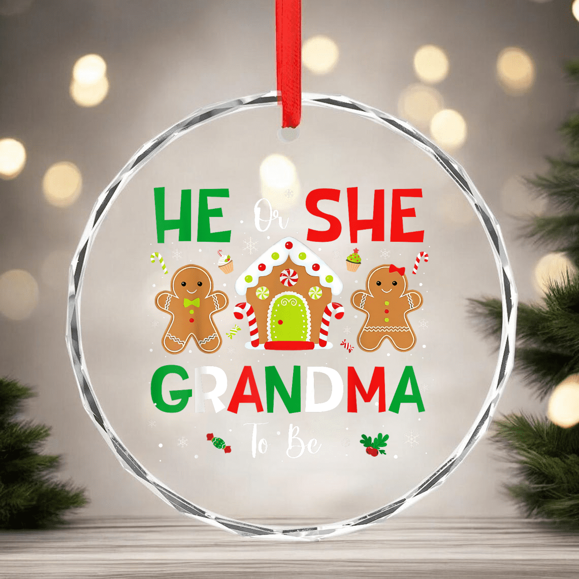 Zeny Decor Gingerbread He Or She Grandma To Be Chris.Tmas Gender Reveal ...