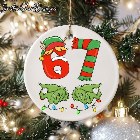 Zeny Decor Six Seven Grinh Hand Chris.tmas Ornament, Six Seven Ornament, 2025 Slang Chris.tmas ...