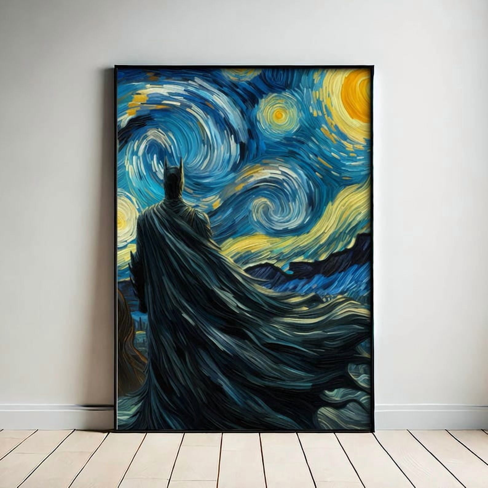 Zeny Decor Starry Night Inspired Superhero Poster Van Gogh Style Comic Wall Art Print, Size 8x12 ...