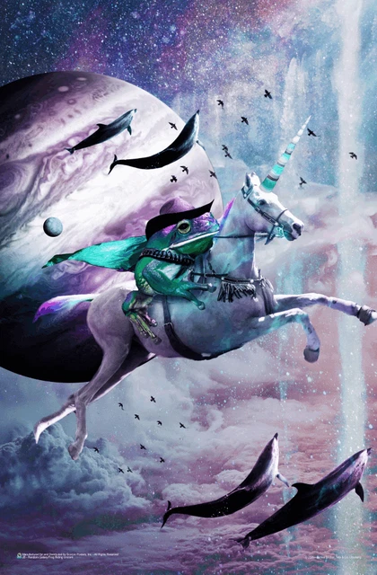 Zeny Frog Riding Unicorn By James Booker Poster UNFRAMED PAPER POSTER ...
