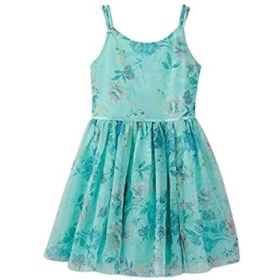 Zenzi Girl's Floral Print Dress - Aqua Blue (S) - Walmart.com