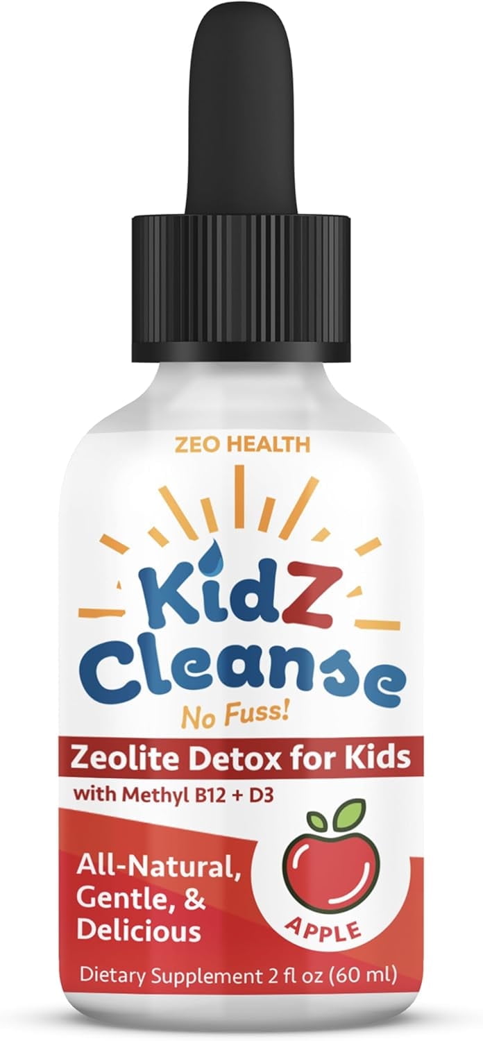 Zeo Health Kidz Cleanse Zeolite Detox for Kids Liquid Drops w/ Methyl B12 and Vitamin D3, Apple ...
