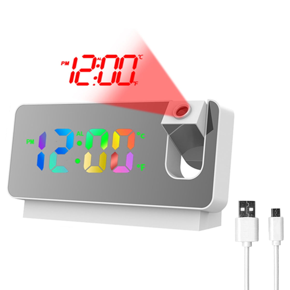 Zeokiar Projection Alarm Clock Reusable Digital Alarm Clock with Large ...