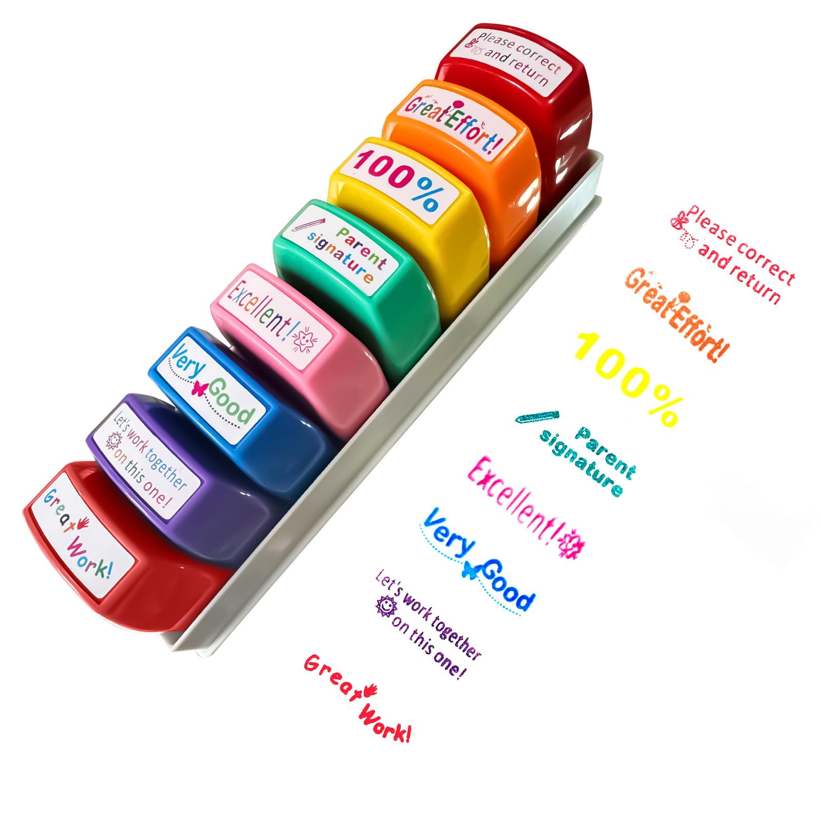Zeokiar Teacher Stamps for Classroom Grading Self-Inking Stamp Set（8PCS ...