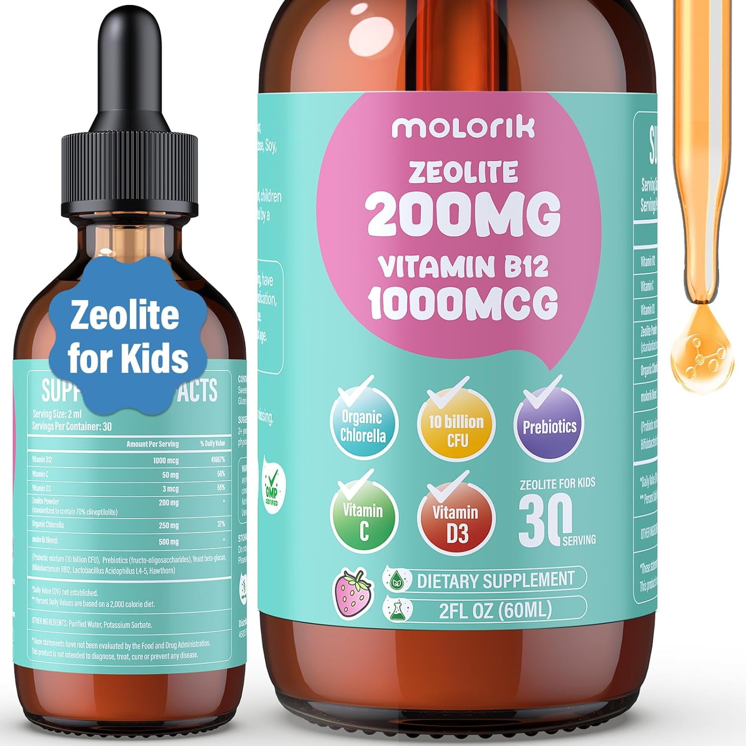 Zeolite Drops for Kids and Adults, 200mg Zeolite Liquid Drops with ...