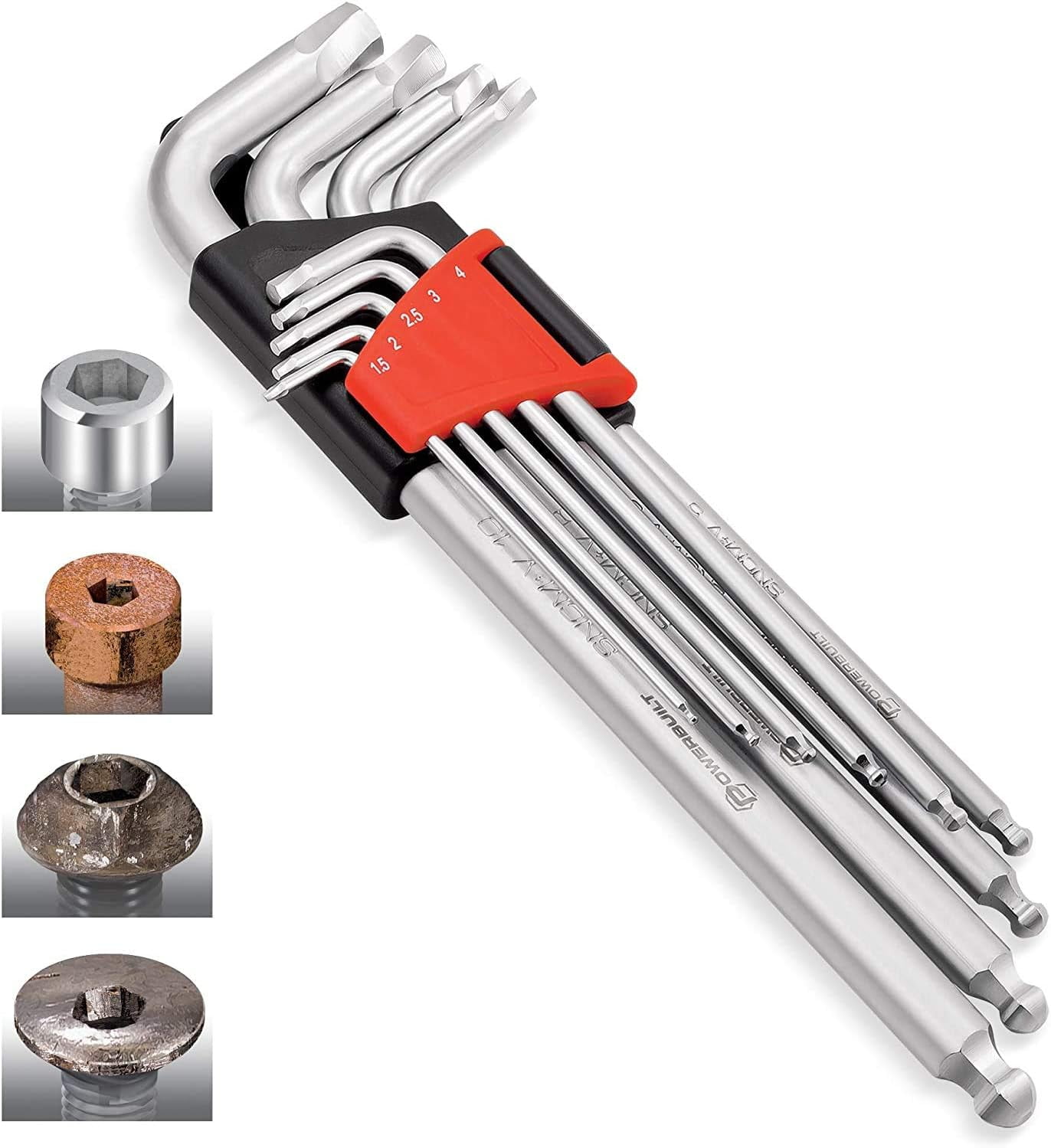 Zeon Key Wrench Set, 9 Piece, Removes Damaged Bolts, Long Handles ...