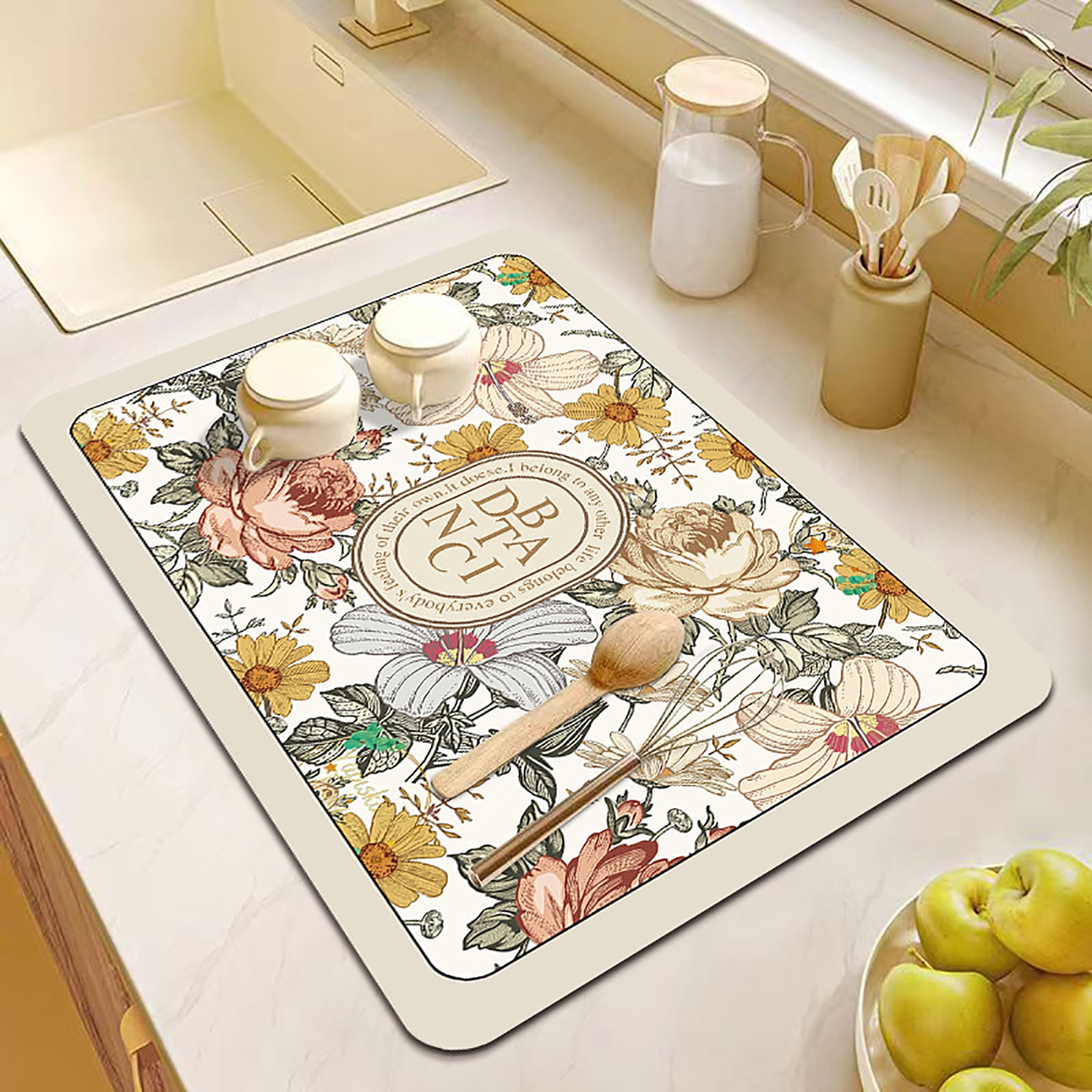 Zeonetak Coffee Mat, Coffee Bar Mat for Countertop, Anti-Slip Absorbent ...
