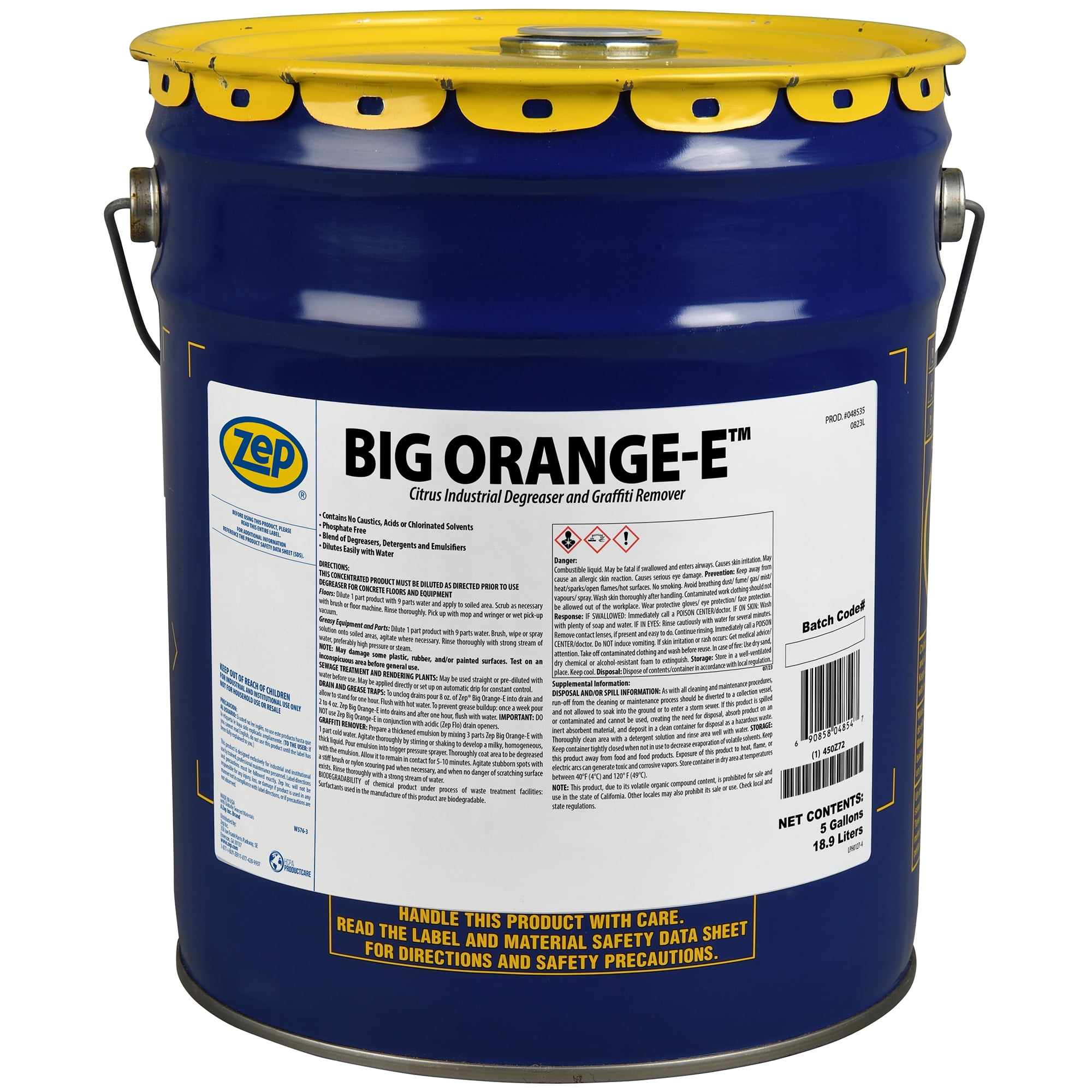 Zep Big Orange-E Heavy-Duty Citrus Degreaser Liquid - 5 Gallon (1 Unit ...