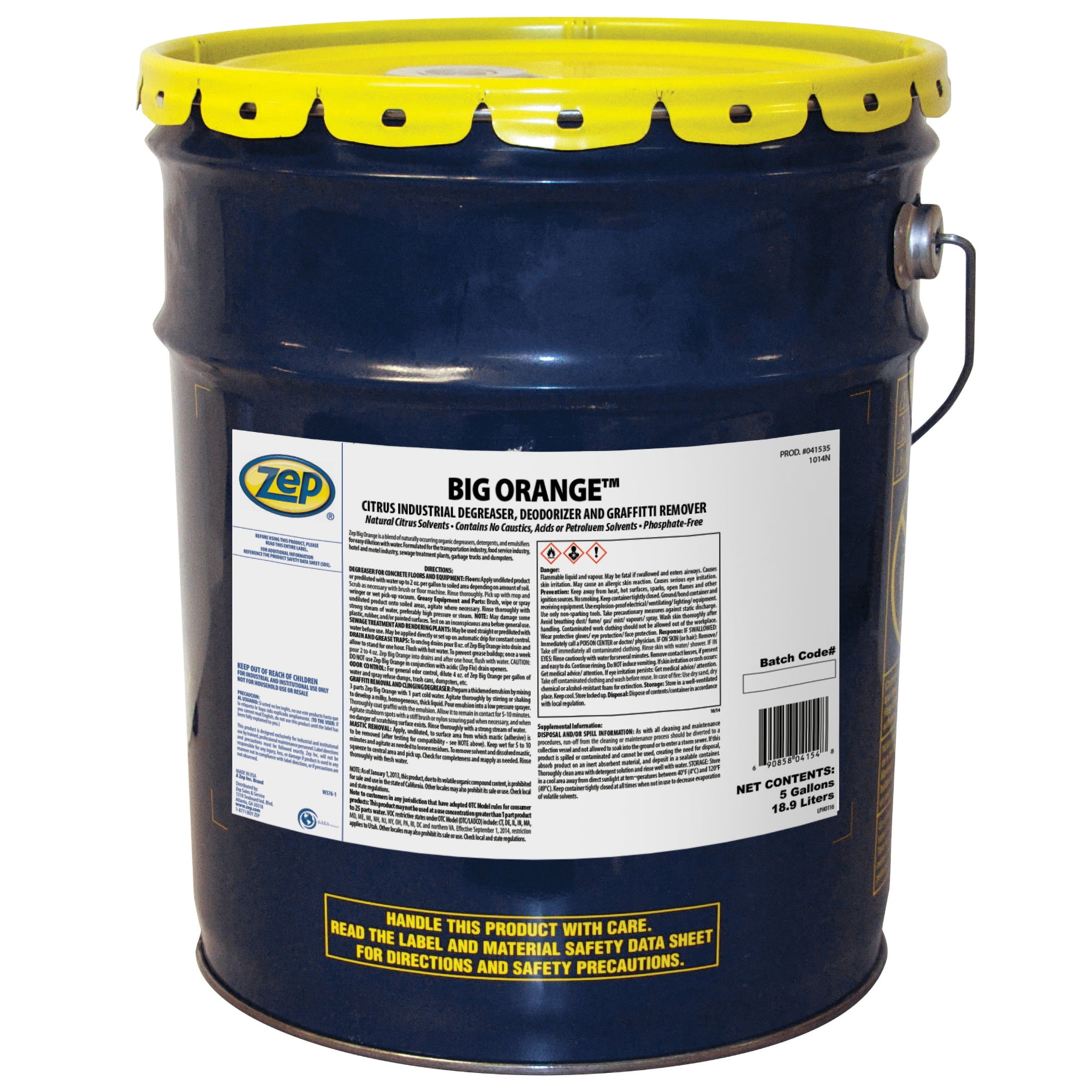 Zep Big Orange Heavy Duty Liquid Citrus Degreaser - 5 Gallon (1 Unit ...