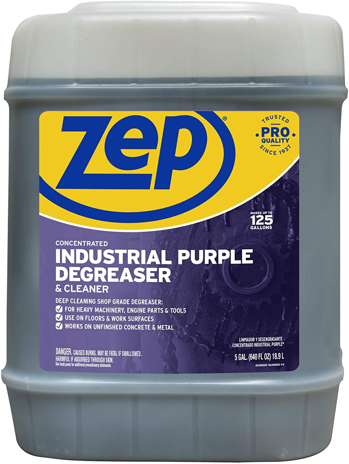 Zep Industrial Purple Degreaser, Mild Ethereal Scent, 5 gal, Heavy ...