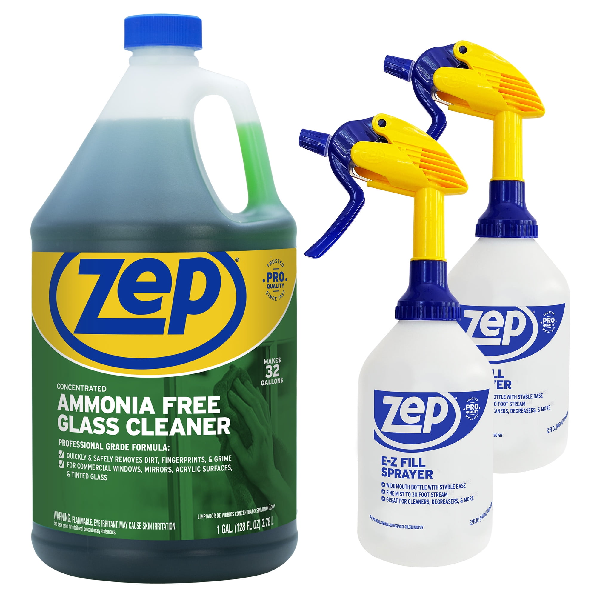 Zep Ammonia Free Glass Cleaner and Zep E-Z Fill Sprayer 2-Pack- 1 ...