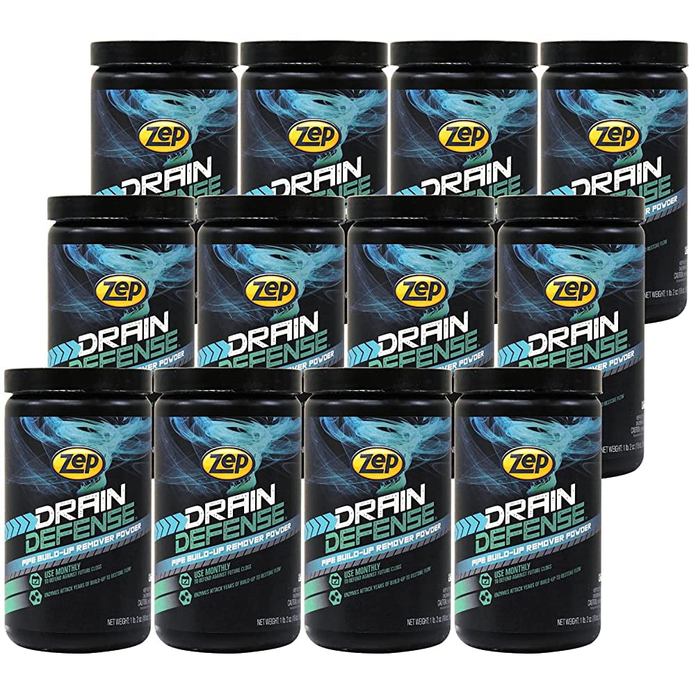 Zep Drain Defense Cleaner Powder, 18oz (12 Pack), Safe for Pipes ...