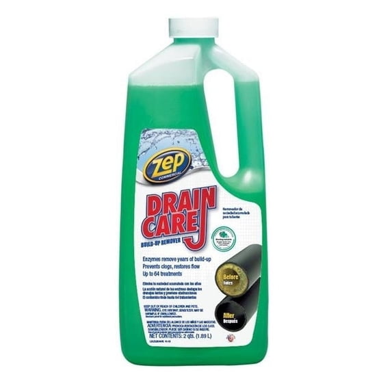 Zep Drain Defense Enzyme Cleaner, Clog Remover, 64 oz Liquid Build-Up ...