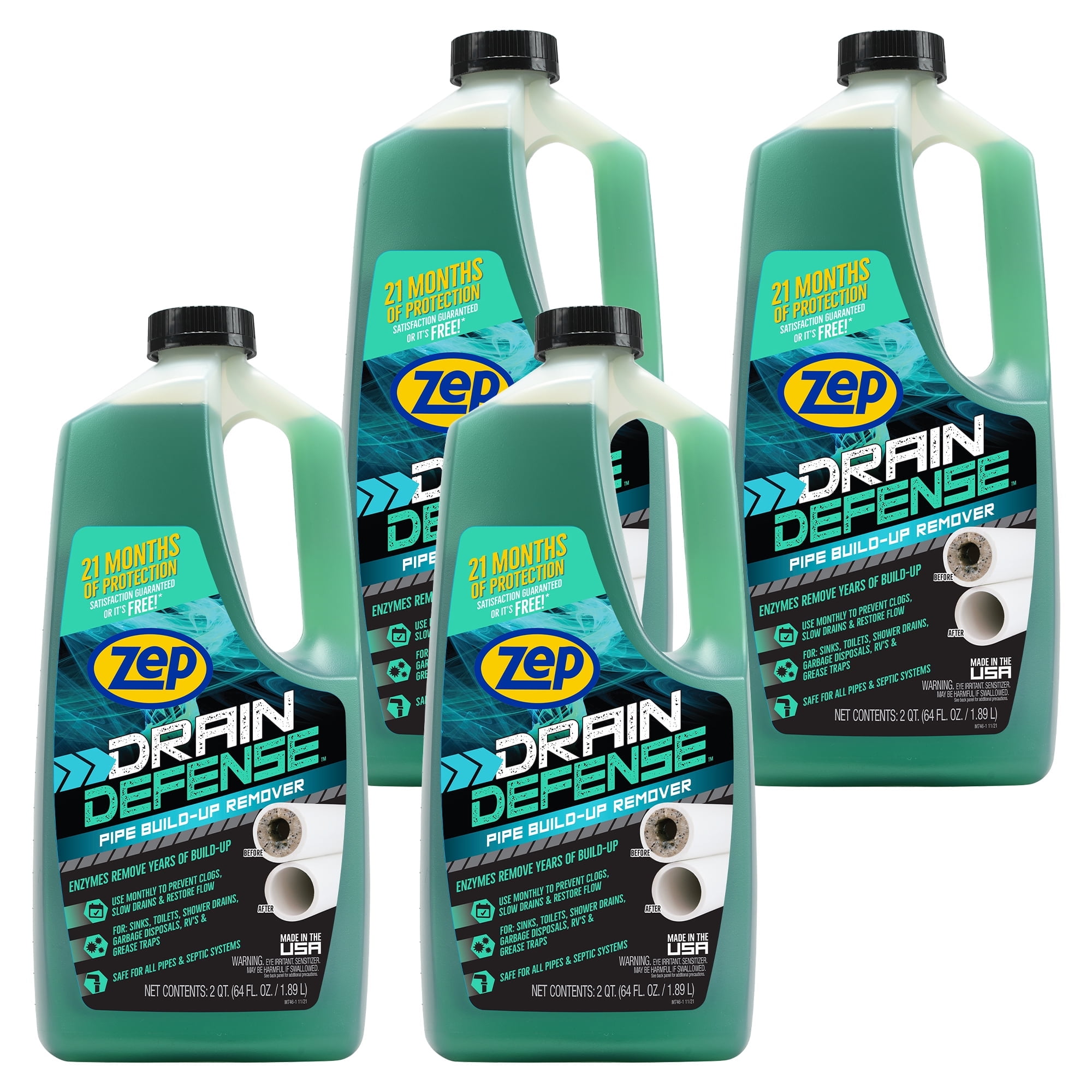 Zep Drain Defense Pipe Build-Up Remover - Professional Strength, 64Oz ...