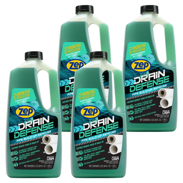 Zep Drain Defense Pipe Build-Up Remover - Professional Strength, 64Oz ...