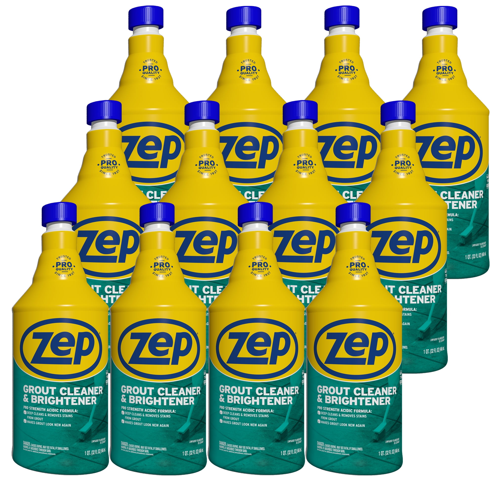 Zep Grout Cleaner and Brightener, 32 oz Case of 12, Acid Formula for ...