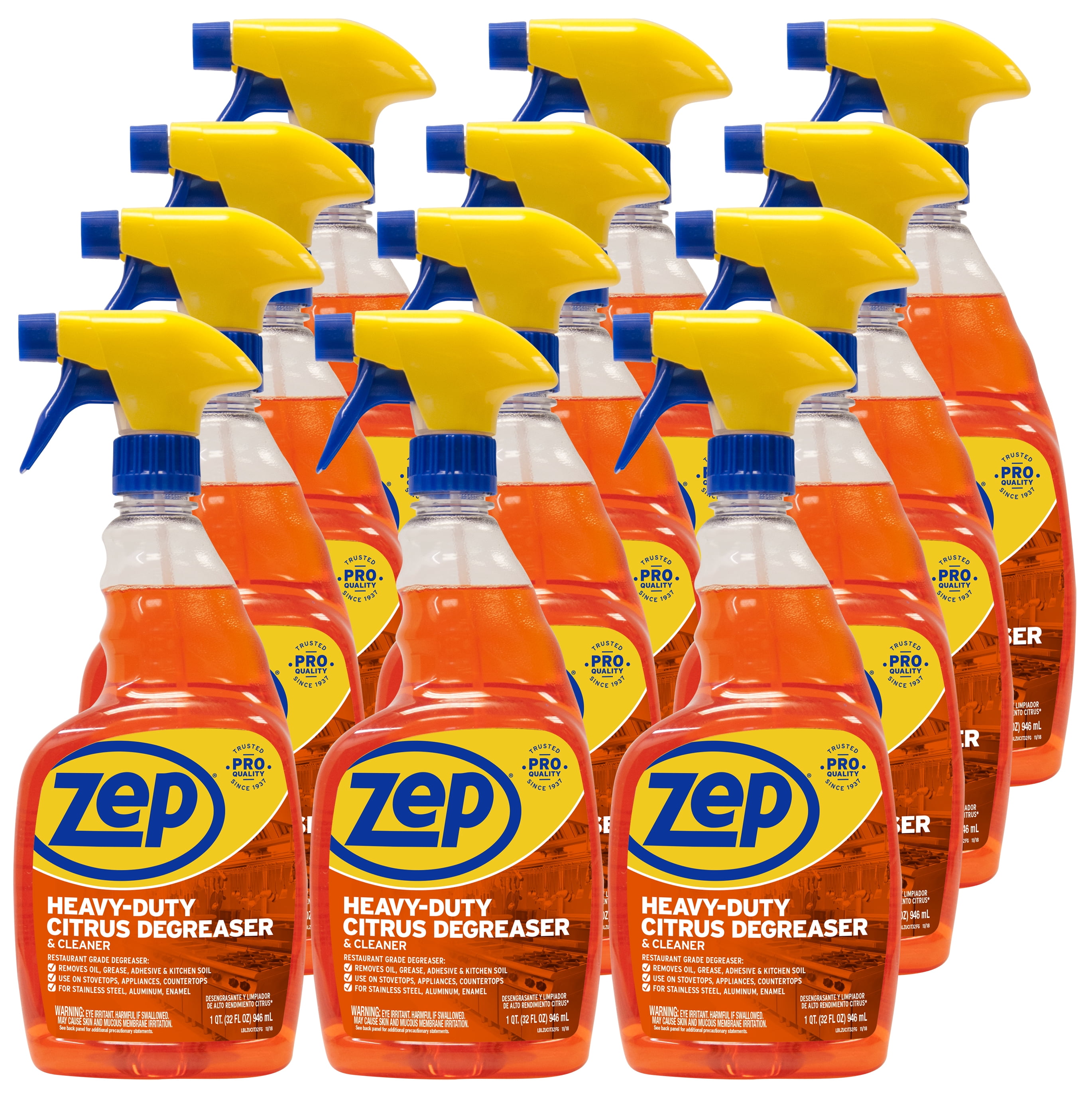 Zep Heavy-Duty Citrus Cleaner - 32 oz (Case of 12) ZUCIT32 - Removes Oil, Grease, Adhesive and ...