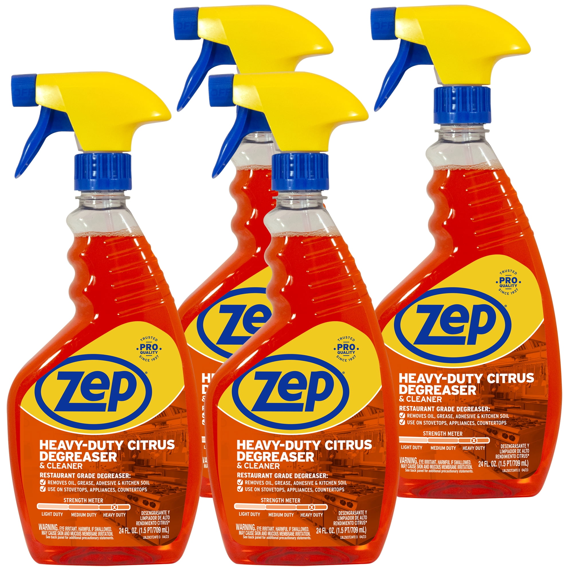 Zep Heavy-Duty Citrus Cleaner Spray Bottle (24 Fl Oz (Pack of 4 ...