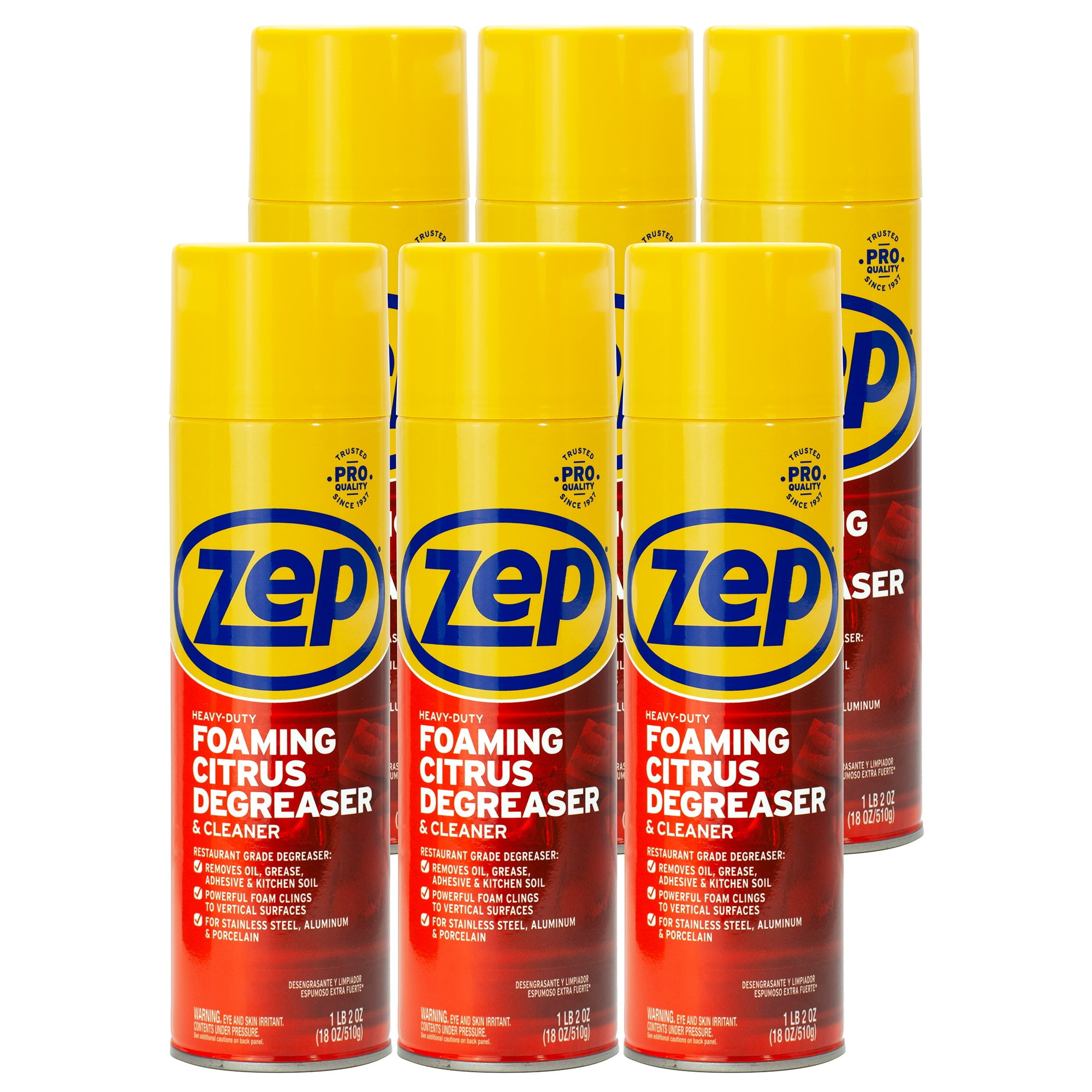 Zep Pro-Trusted Heavy-Duty Foaming Citrus Degreaser & Cleaner, 18 Oz. (Case of 6) - Powerful ...