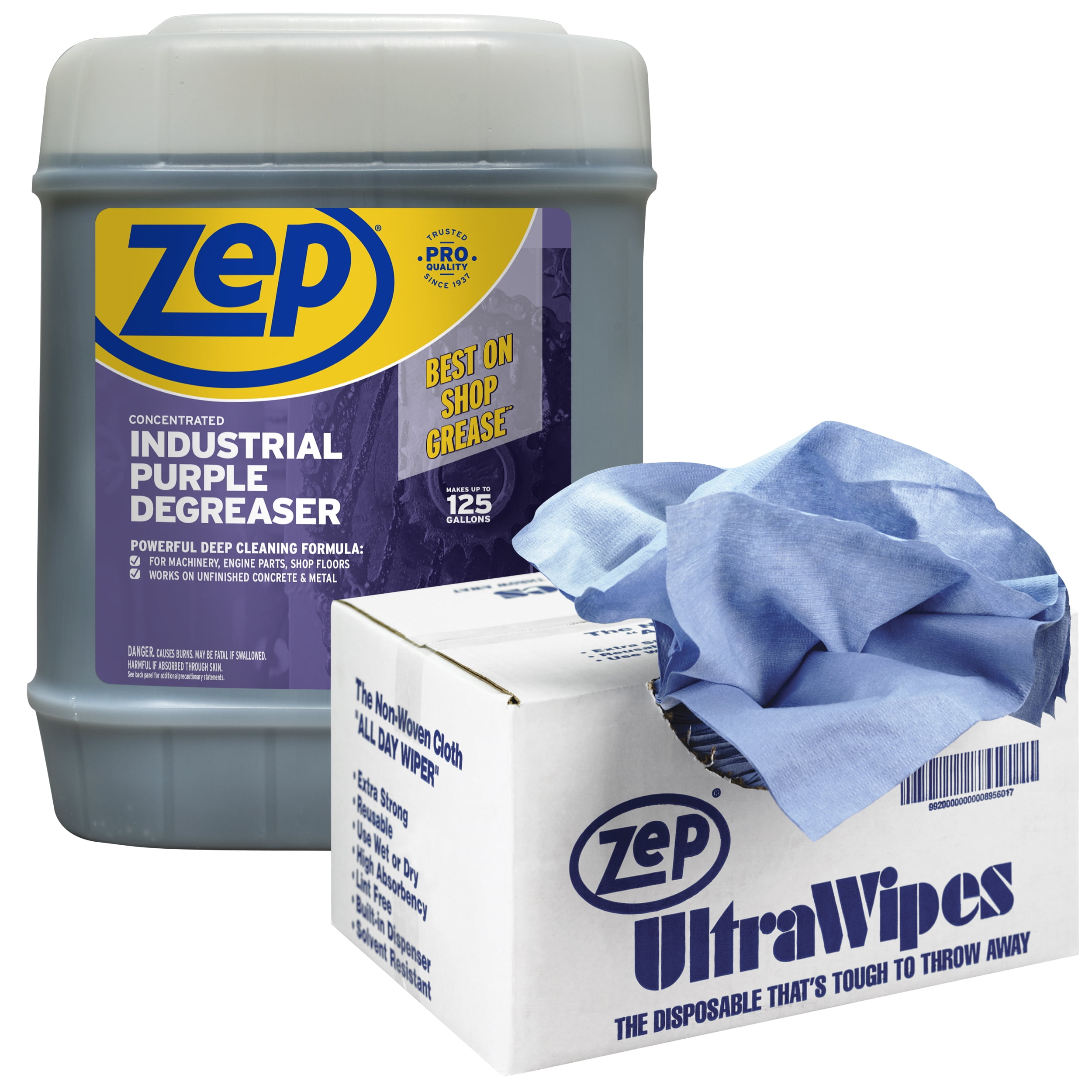 Zep Industrial Purple Cleaner and Degreaser Concentrate + Blue Ultra ...