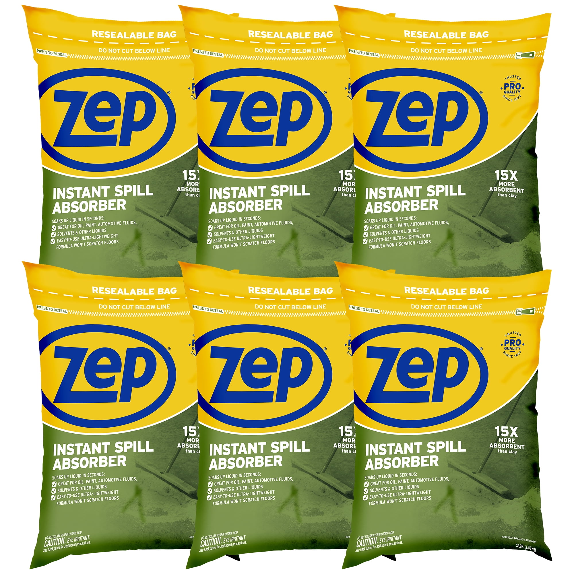 Zep Instant Spill Absorber, Ultra-Lightweight, 3 Lb Bag, Case of 6 ...