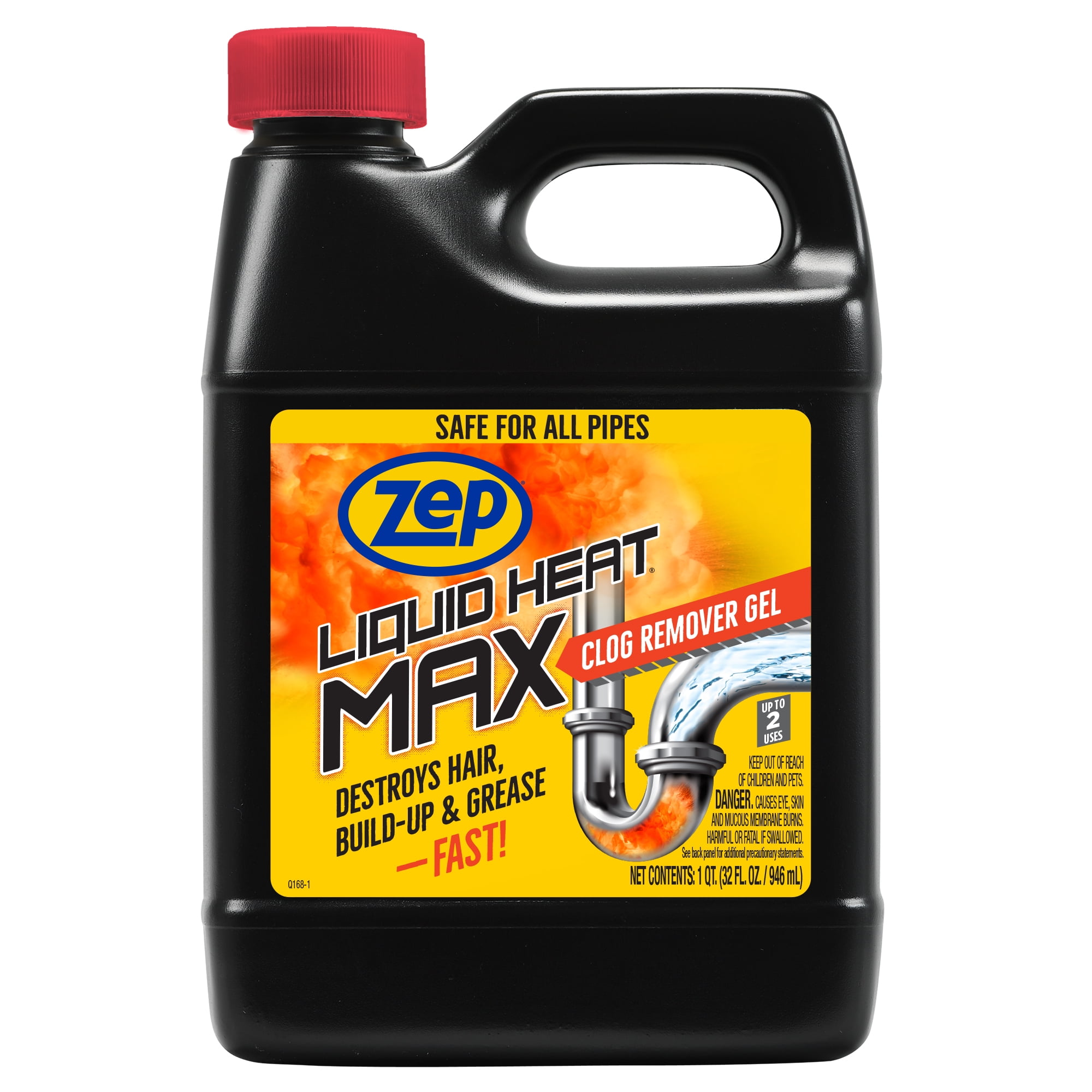 Zep Liquid Heat Max Clog Remover Gel 32oz for Hair and Grease Drain ...