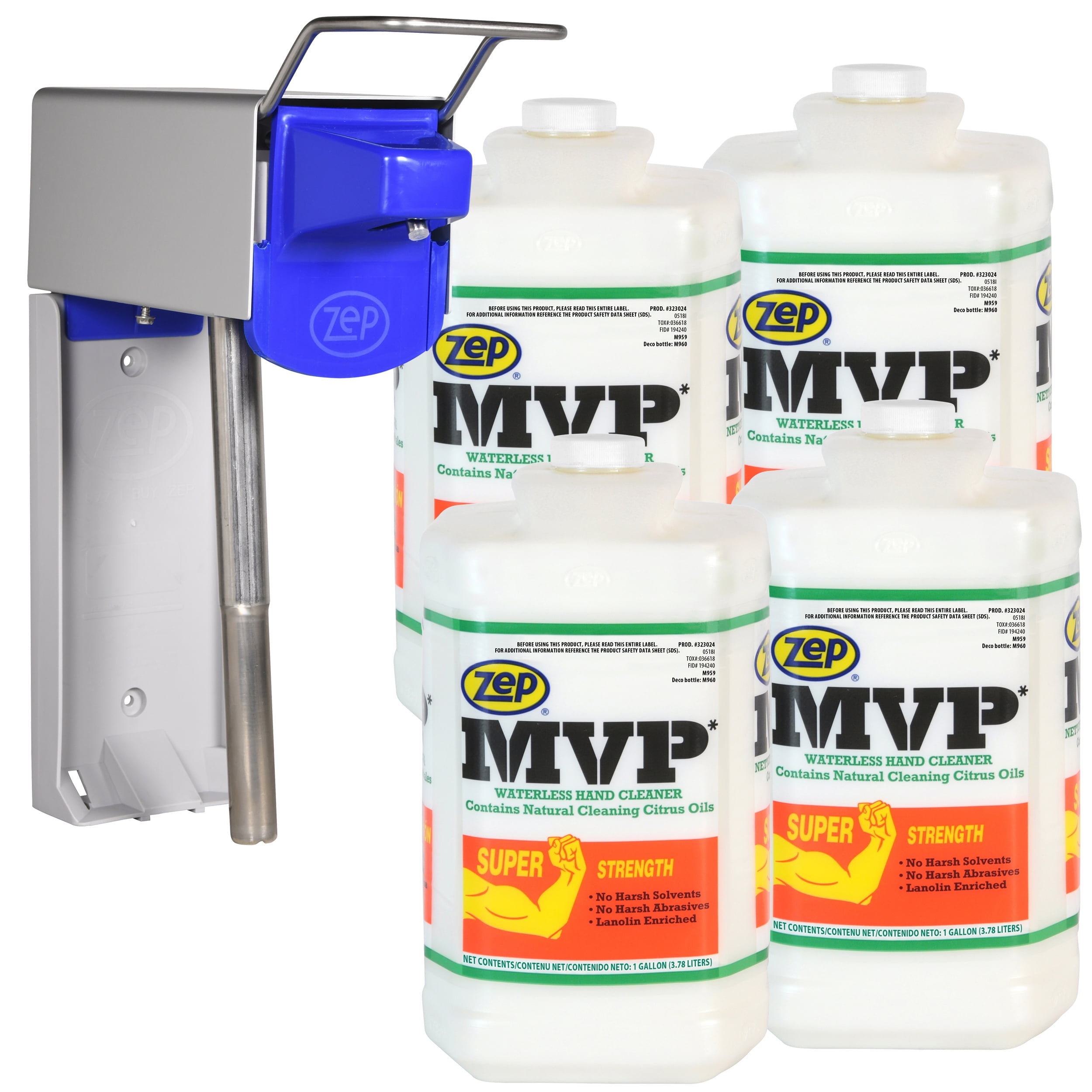 Zep MVP Waterless Hand Cleaner and Zep D-4000 Hand Soap Dispenser - 1 Gal (Case of 4) - 323024 ...