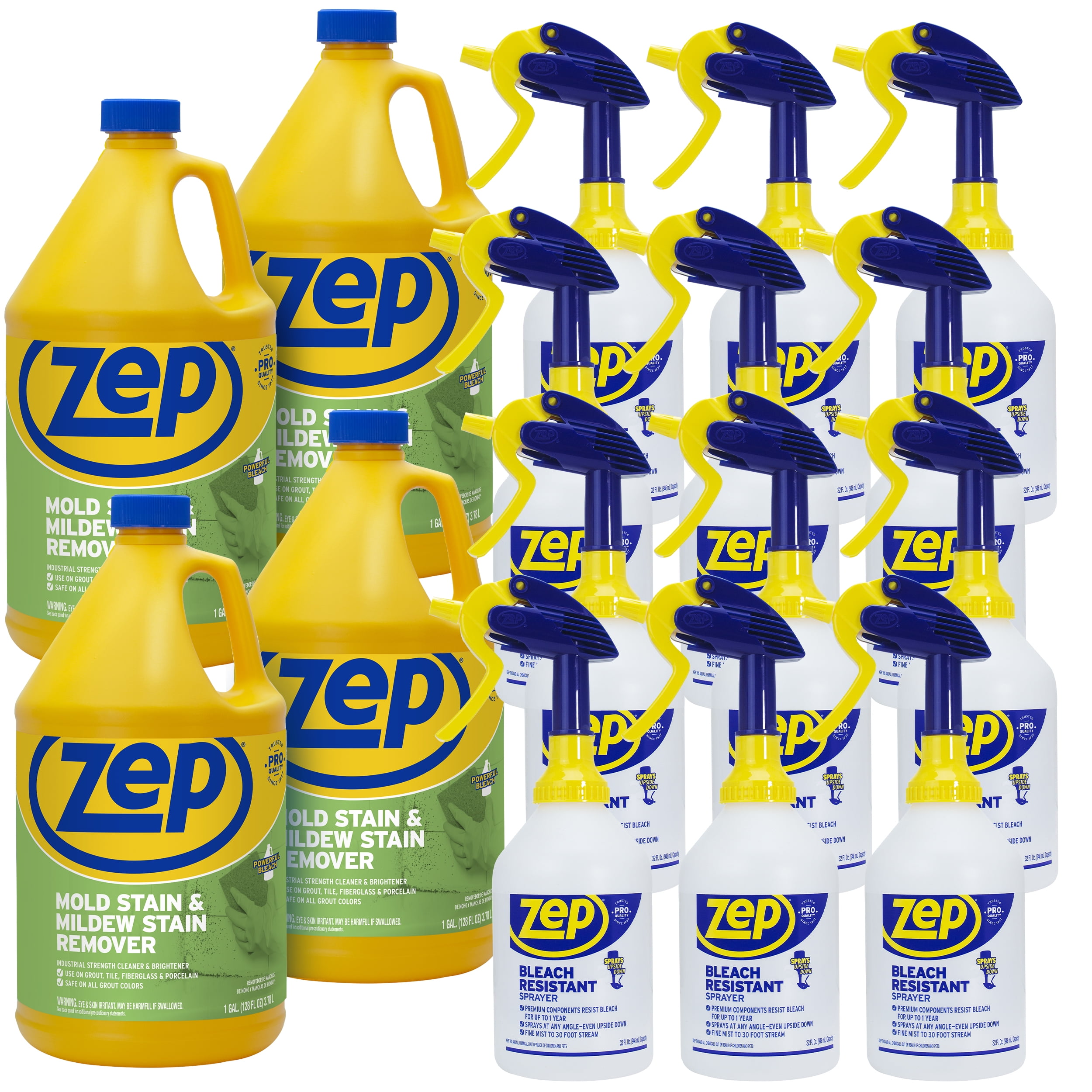 Zep Mold Stain and Mildew Stain Remover 1 Gal (Case of 4) & Bleach ...