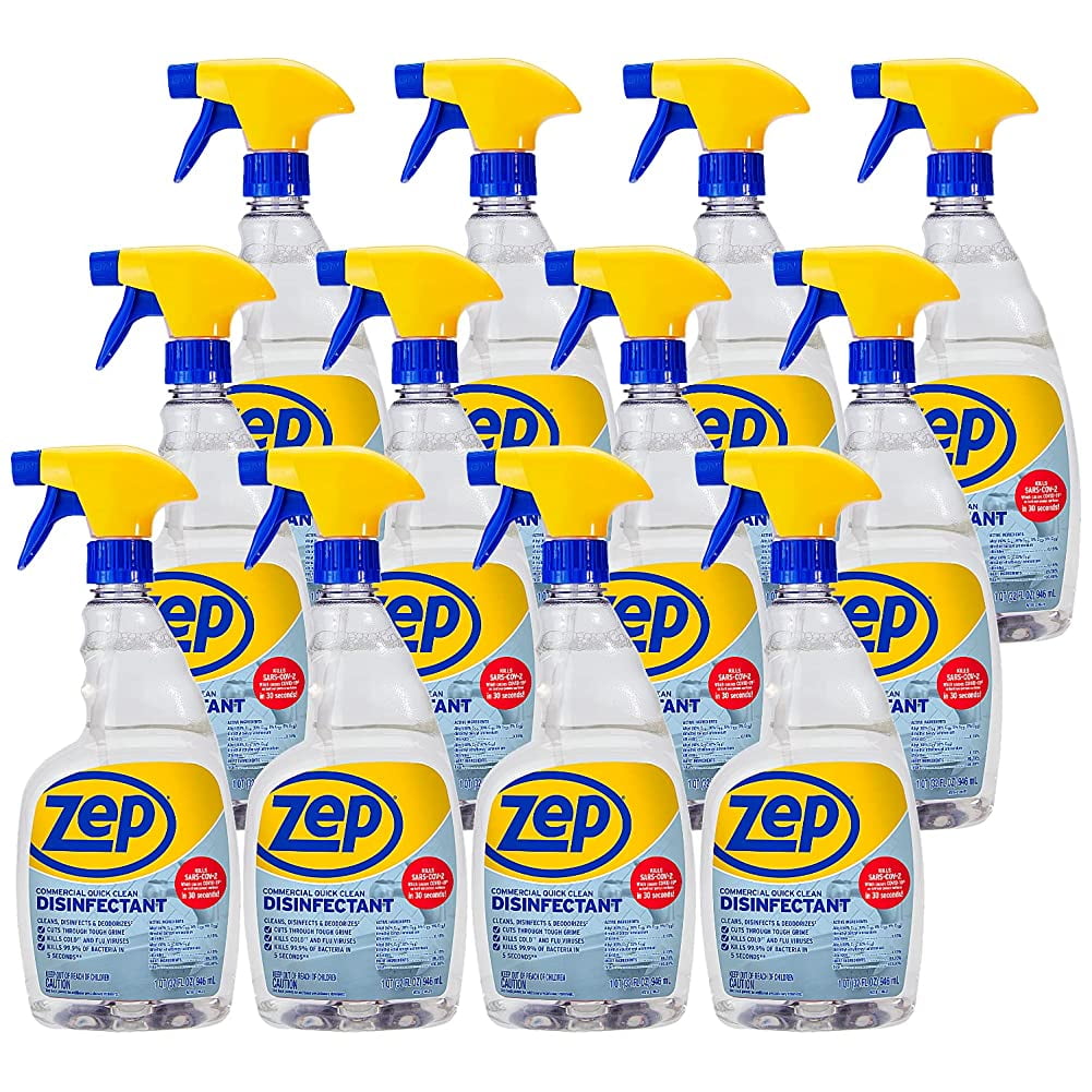 Zep Disinfectant Spray 32 oz Case of 12 Kills 99.9% of Bacteria in 5 ...
