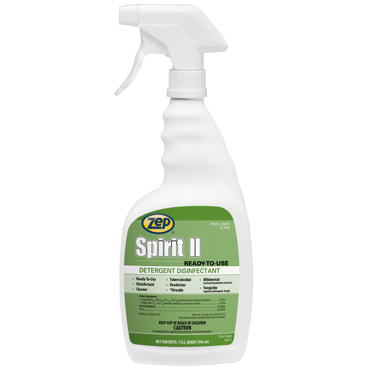 Zep Spirit II Detergent Disinfectant- 32 oz (Case of 12) - 67909 ...