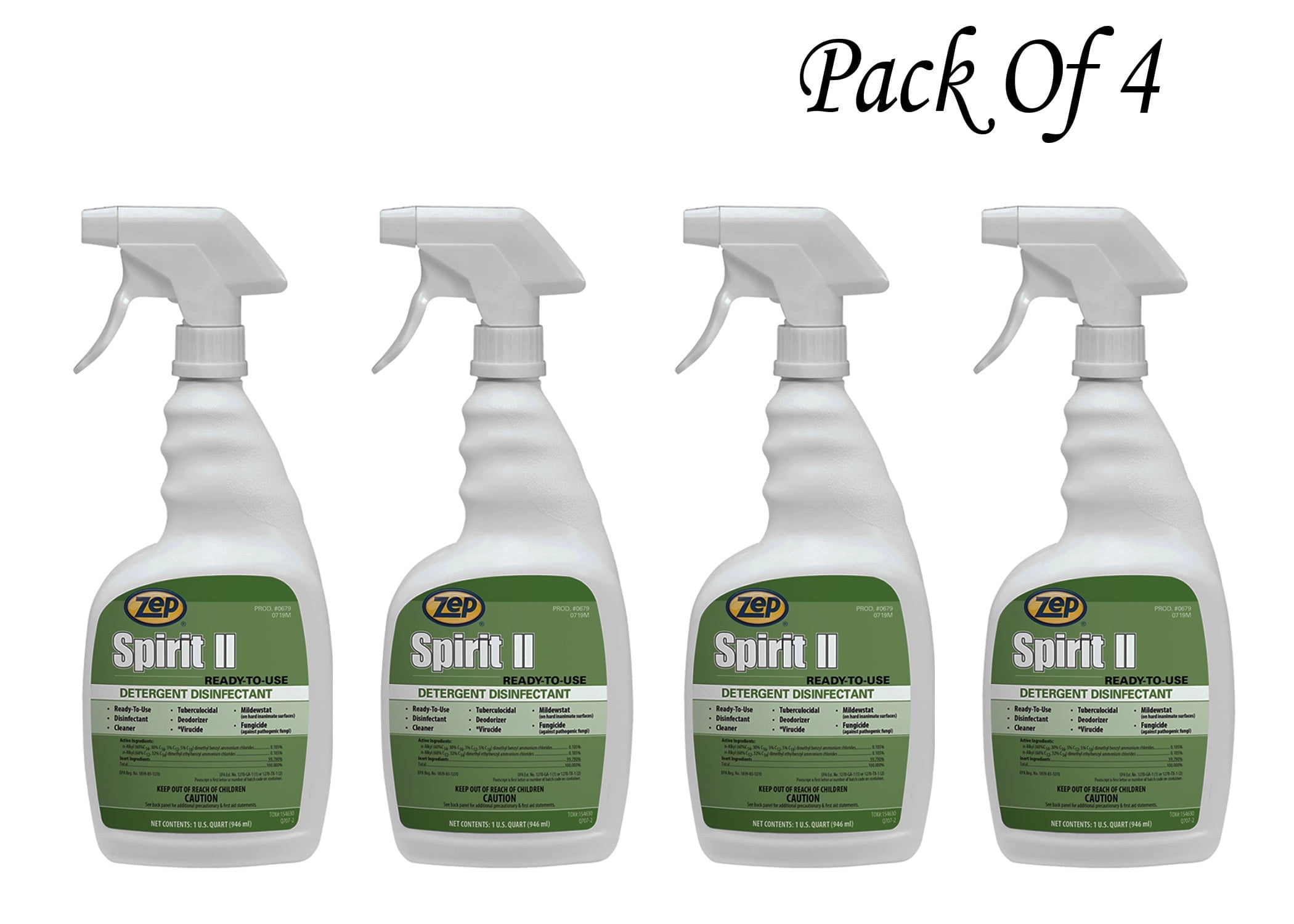 Zep Spirit II Detergent Disinfectant - 32 oz (Case of 4) 67909 - Ready ...