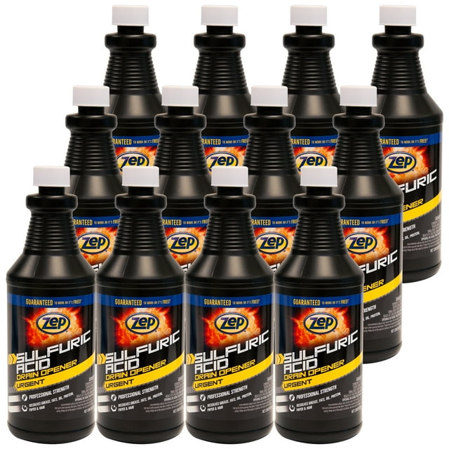 Zep Professional Strength Sulfuric Acid Drain Opener, 32 Ounce Clog ...