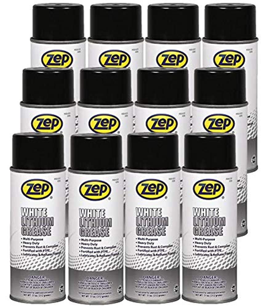 Zep White Lithium Grease 11 oz 331701 (Case of 12) Multipurpose, Aerosol Lubricant for All Metal ...