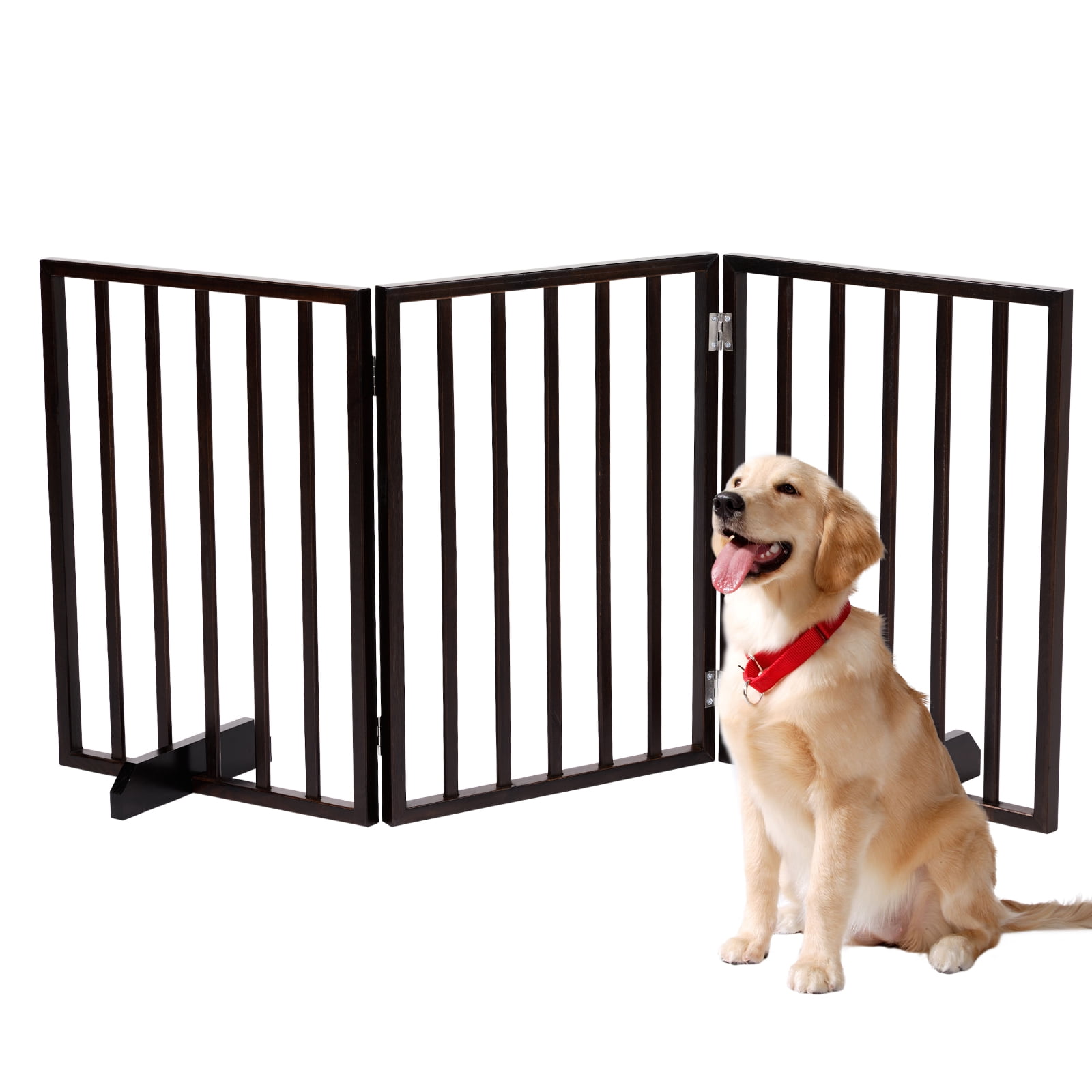 ZephyPaw The Wooden Dog Fence White 4 Panels Dog Fence Pet Exercise Pen ...